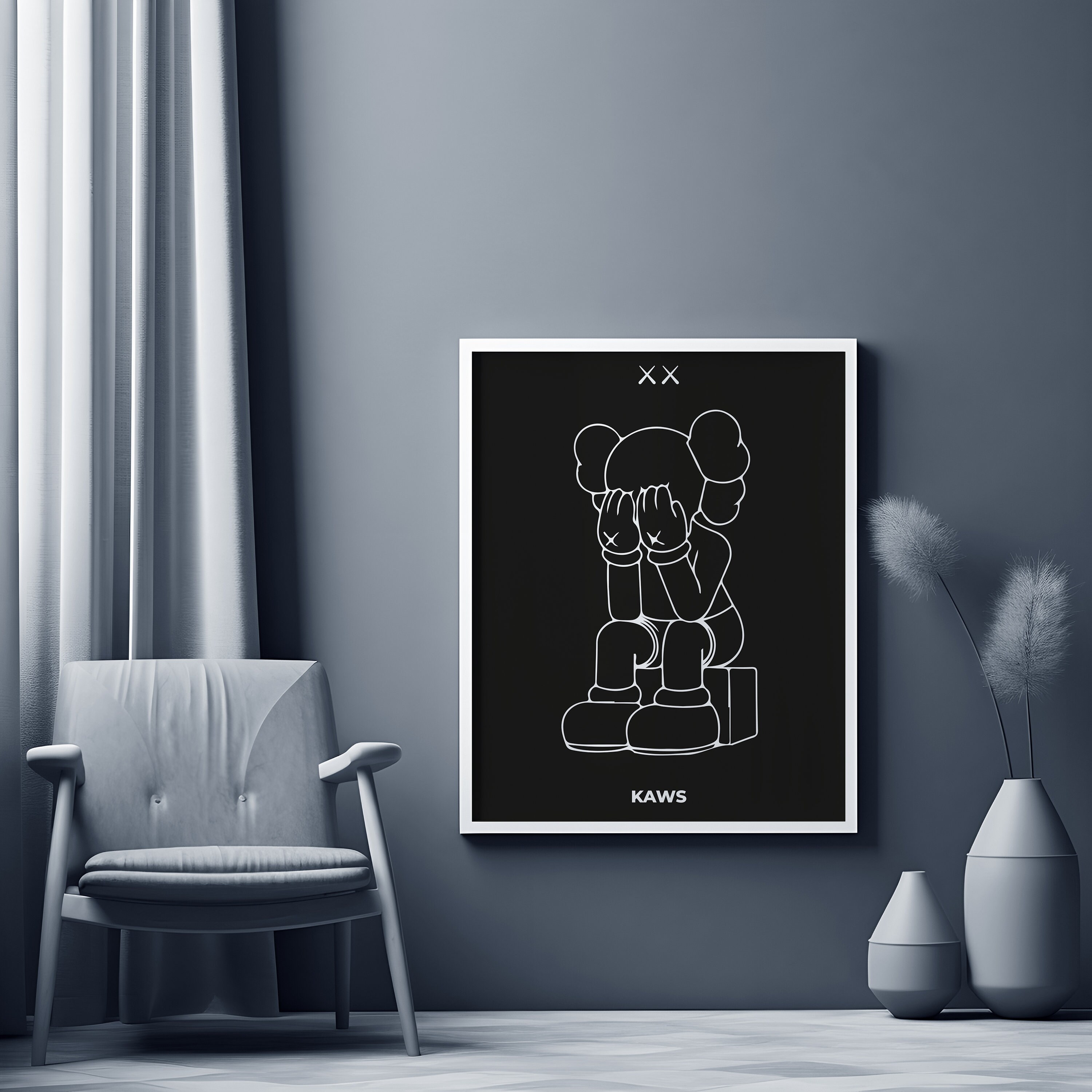 Set of 3 Kaws Poster, White DESIGN, Kaws Wall Art, Set of 3 Kaws ...