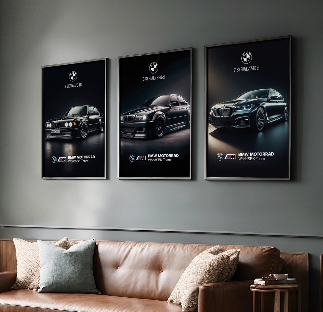 BMW Car Poster Set: Black Design, Motivational Art (digital Download ...