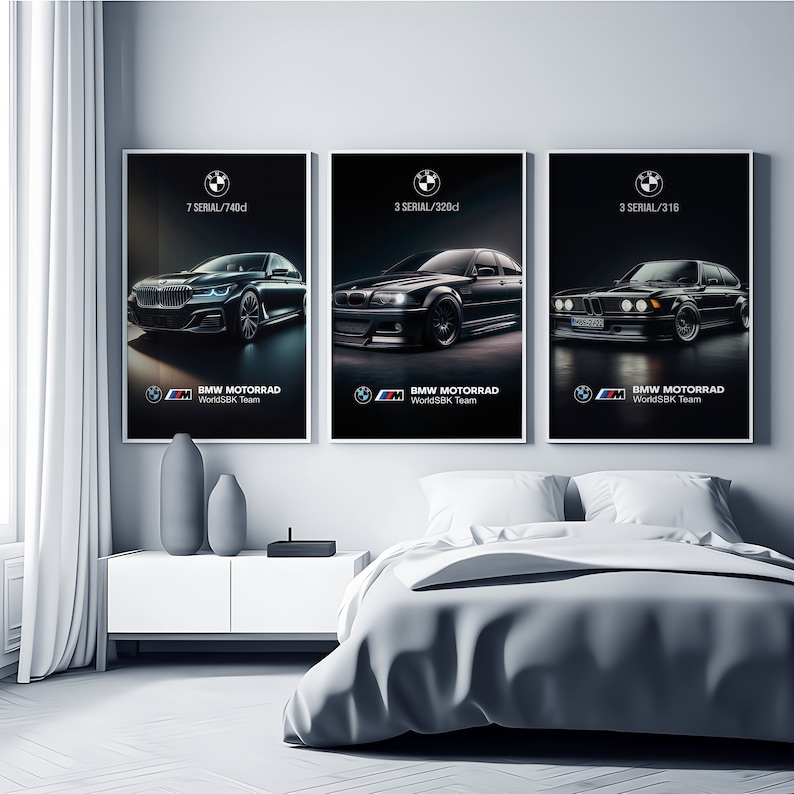 Bmw Car Poster Motivational Bmw Car BLACK DESIGN, BMW Car Poster, Set ...