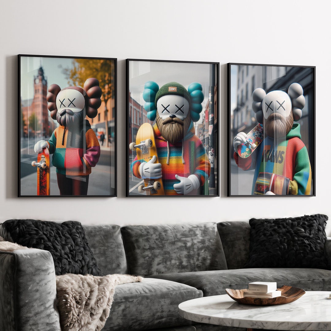 Hypebeast Figure Poster Set ,set of 3,printable KAWS Graffiti Poster ...
