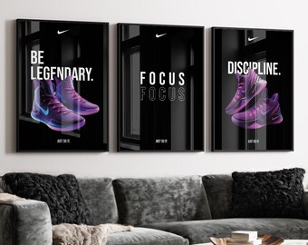 Nike Poster Motivational Quote BLACK DESIGN, Just Do It Poster, Set of ...