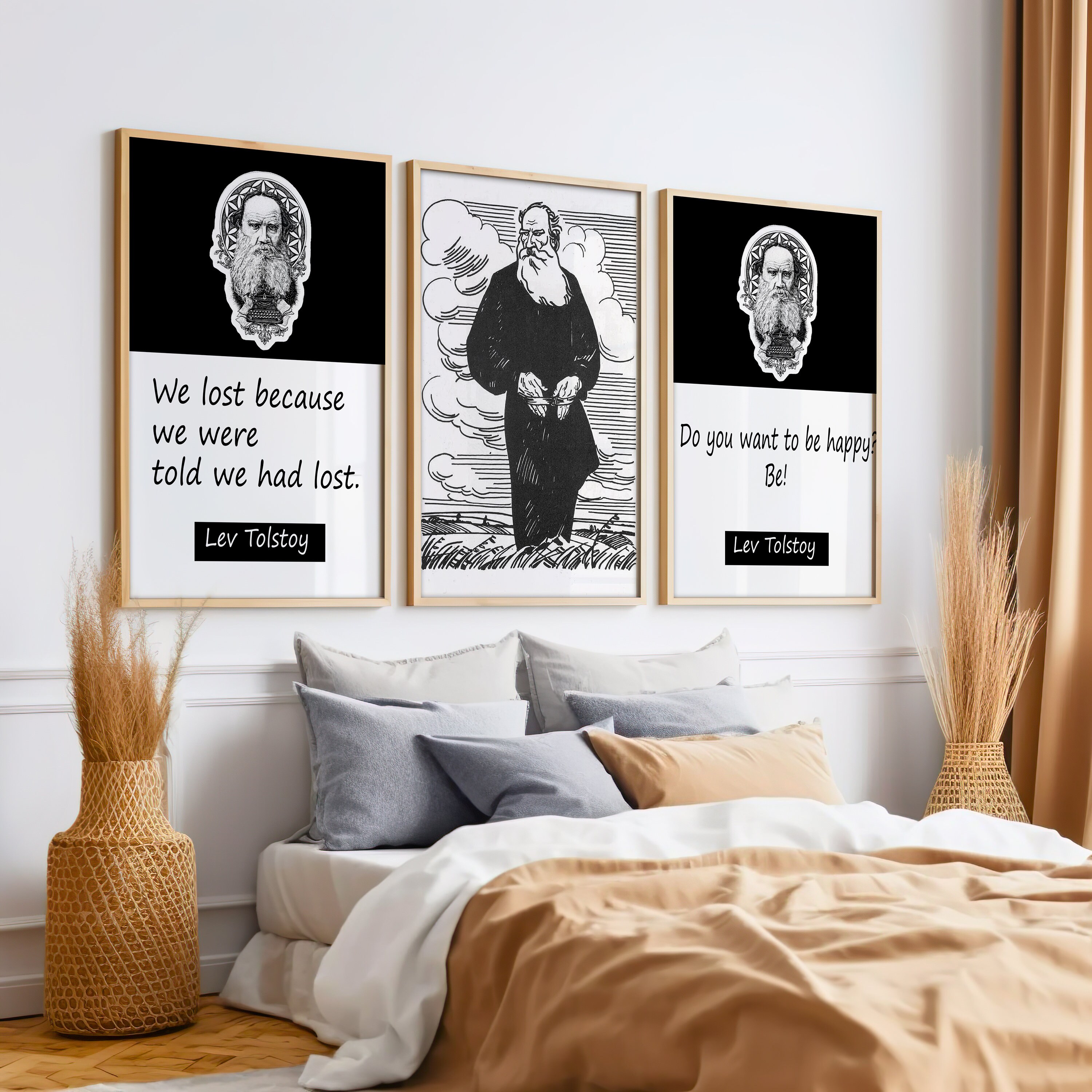 Lev Tolstoy Tablo Trio, Famous Writer Quote Posters, Office or Library ...