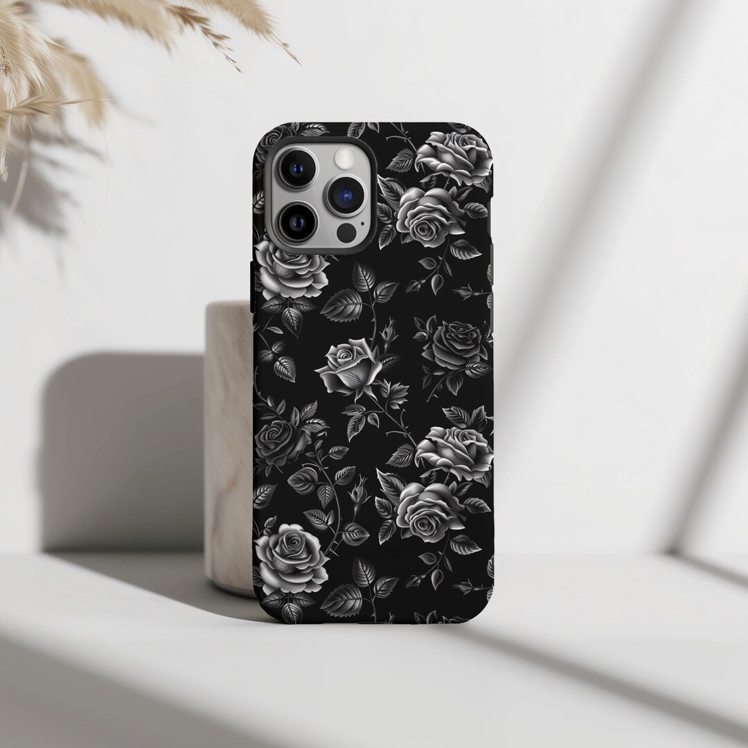 Black Roses Phone Case, Gothic Tough Casing, iPhone 16 15 Samsung ...