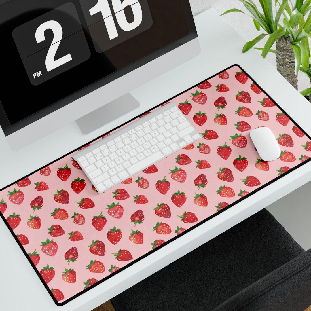 Strawberry Desk Mat Cute Fruits Large Mouse Pad Available in 3 Sizes ...