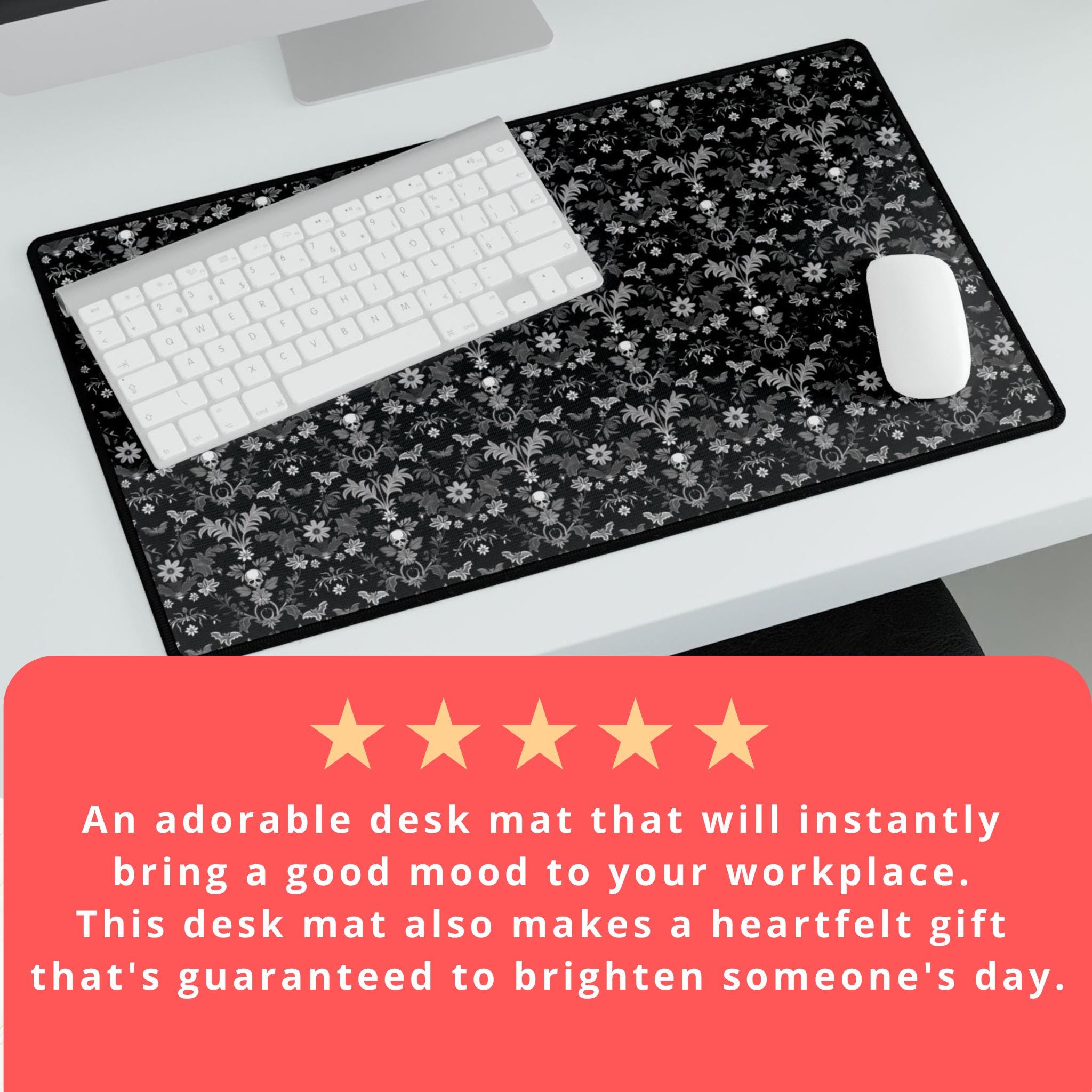 Goth Desk Mat Elegant Black Large Mouse Pad in 3 Sizes Custom Desk ...