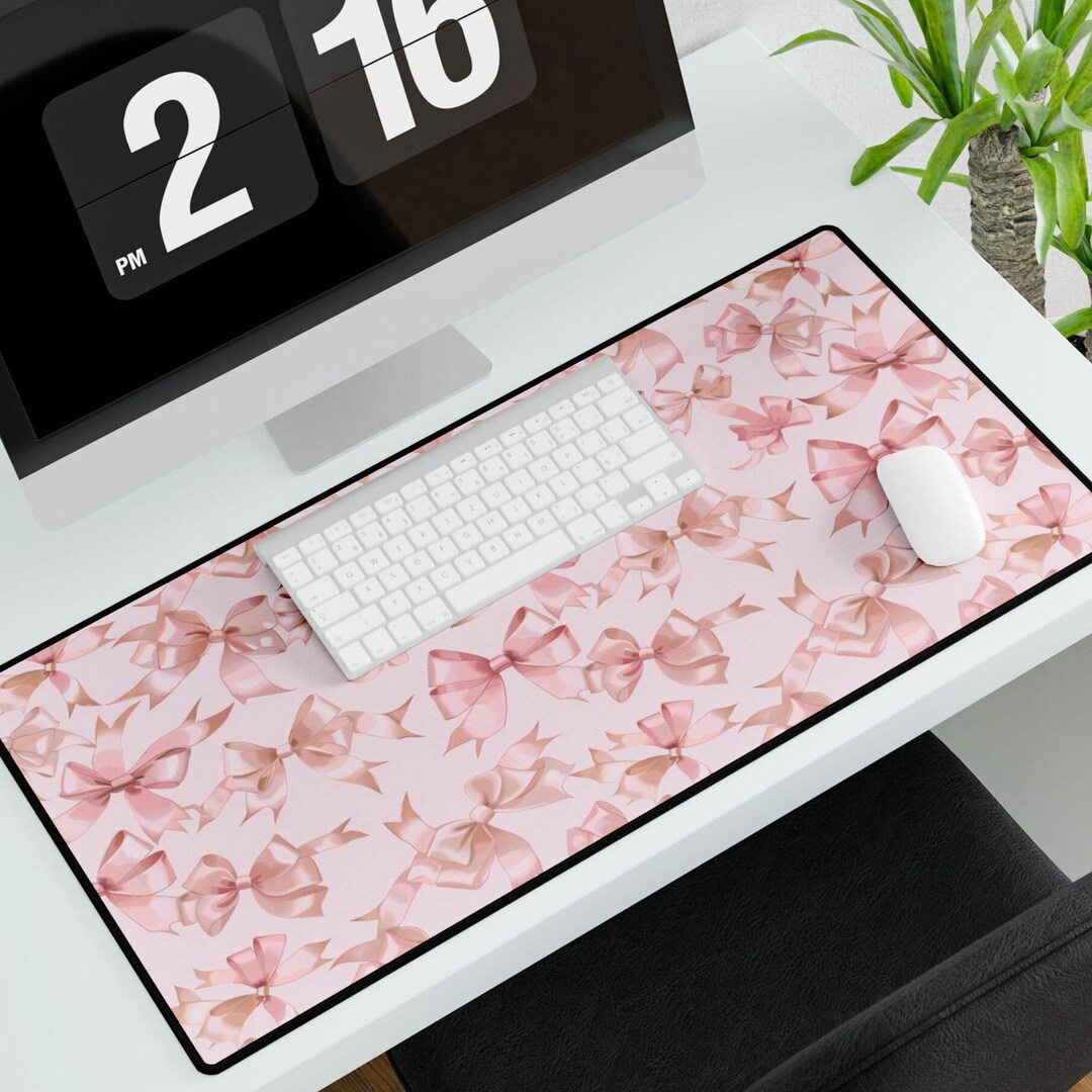 Ribbon Bows Desk Mat Coquette Large Mouse Pad Available in 3 Sizes ...