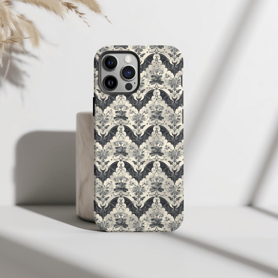 Goth Phone Case, Black Bats Tough Casing, iPhone 16 15 Samsung Galaxy ...