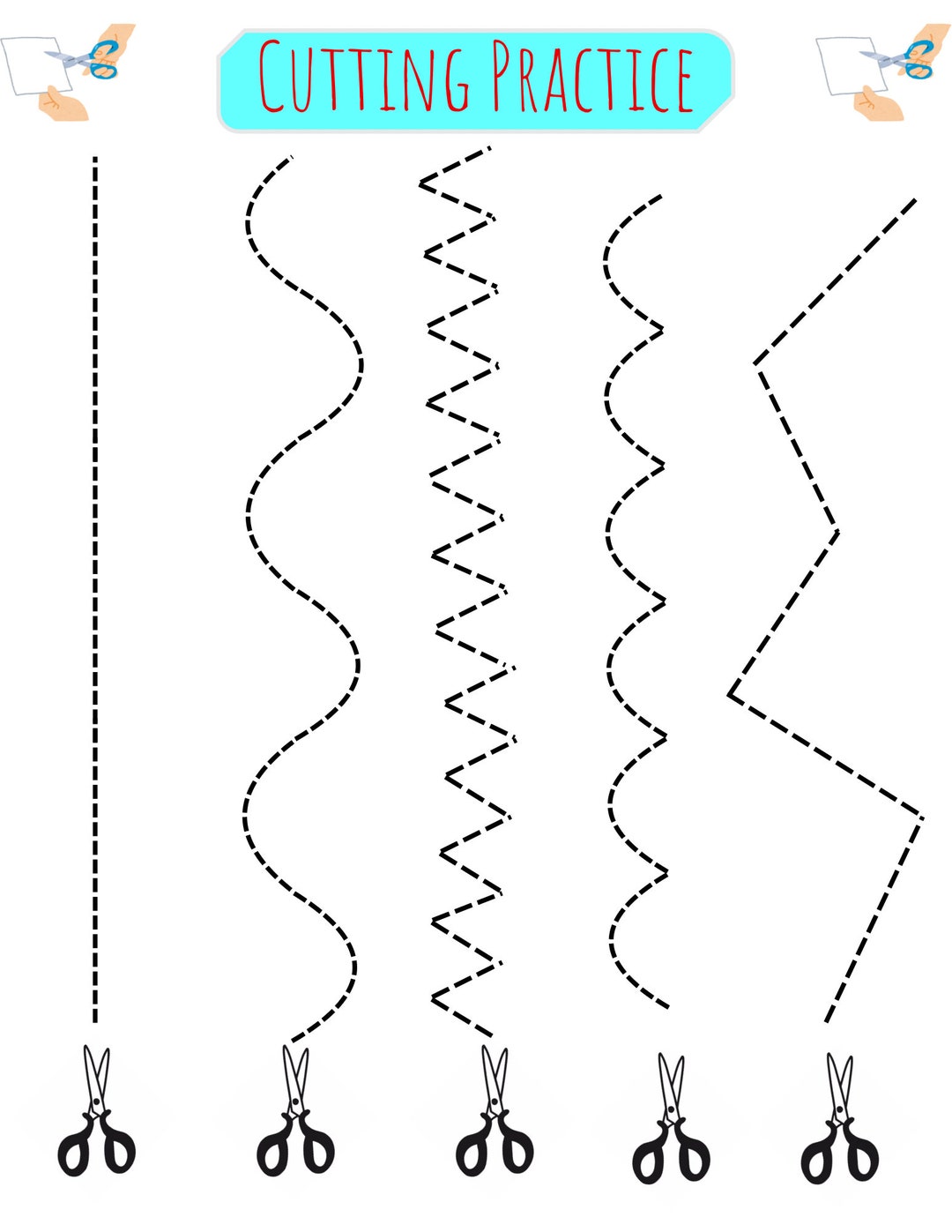 Cutting Practice Worksheet - Etsy