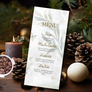 Editable Greenery Olive Tree Menu Card Template, Wedding Dinner Menu ...