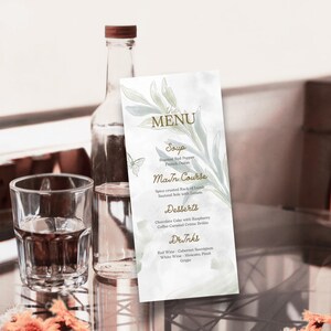 Editable Greenery Olive Tree Menu Card Template, Wedding Dinner Menu ...