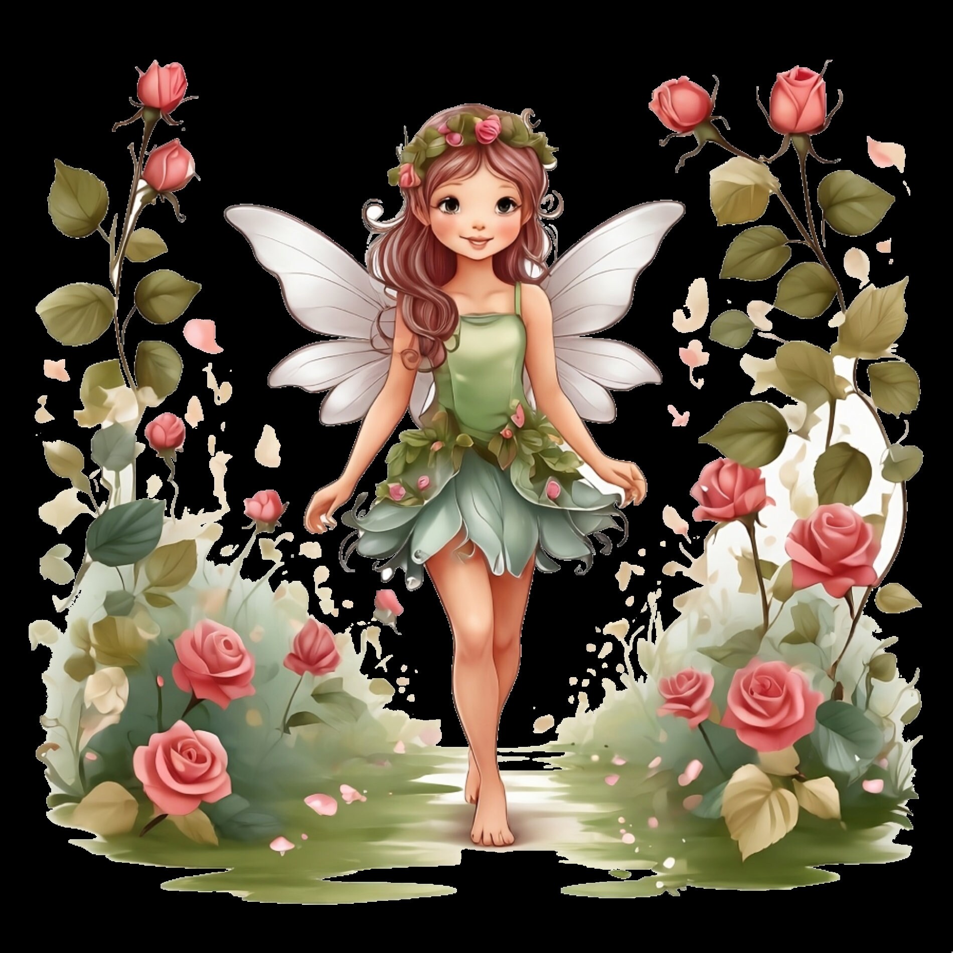 Cute Fairy Walking in a Garden - Etsy