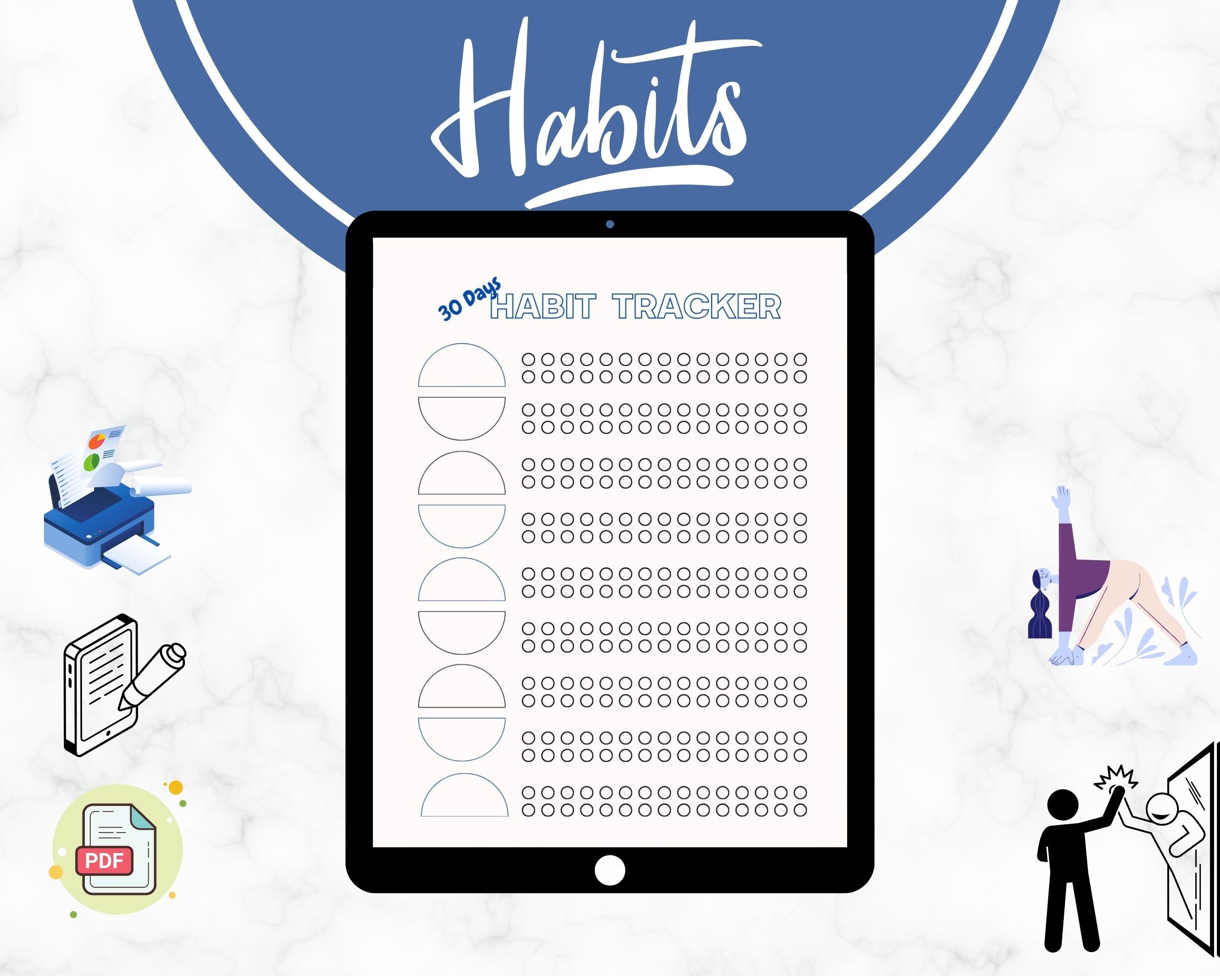 HABIT TRACKER DIARY Daily Undated Digital Diary Daily Habits Daily ...