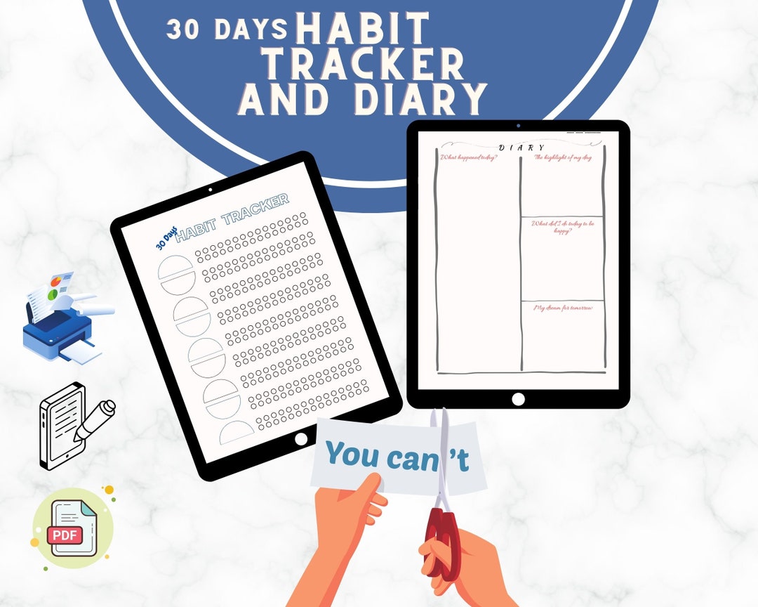 HABIT TRACKER DIARY Daily Undated Digital Diary Daily Habits Daily ...