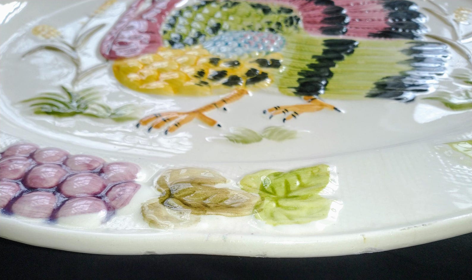 Vintage Hand-painted Ceramic Turkey Platter With Festive Turkey Motif ...