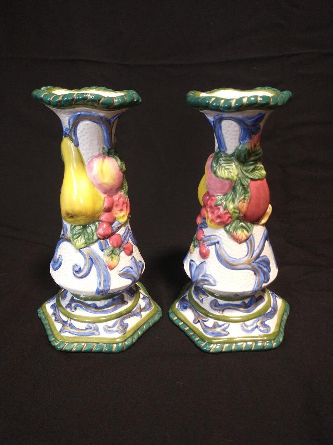 Fitz & Floyd "florentine Fruit" Candlesticks, Set of 2. - Etsy