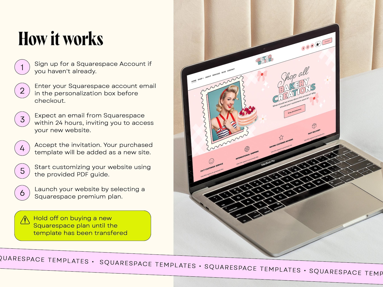 Retro Pink Squarespace, Template for Bakeries, Baking Website, Baker ...