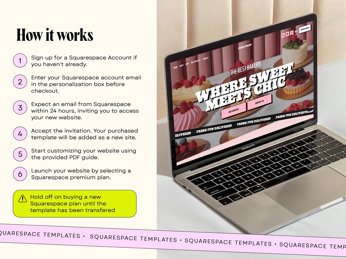 Bakery Squarespace Template: Pink Cake Design - Etsy