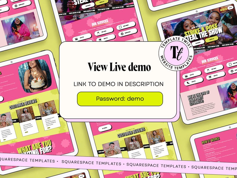 Photo Booth Website Template, Squarespace Template, Squarespace Website ...