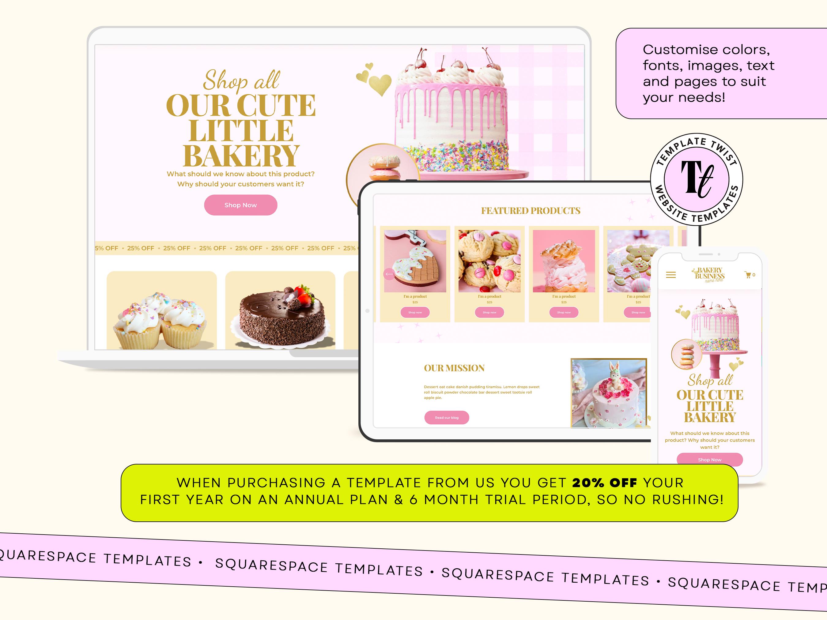 Pastel Bakery Website, Ice Cream Website, Food Website, Squarespace ...