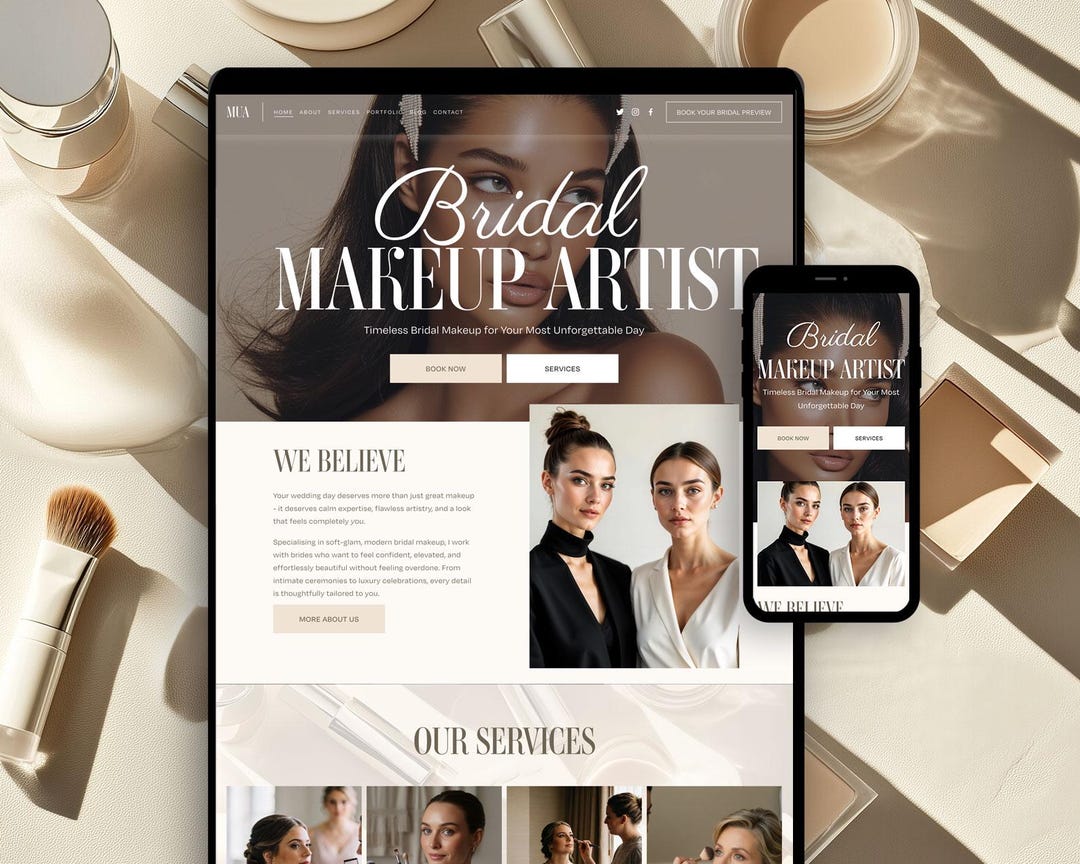 Bridal Makeup Website Template Squarespace Theme for Makeup Artists ...