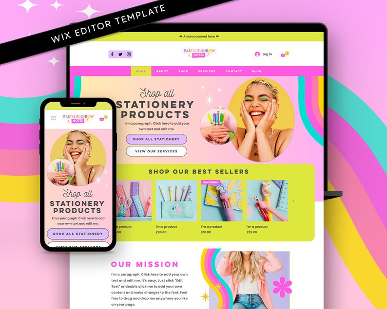 Bright Rainbow Website, Website Template, Bold Website, Pastel Design ...