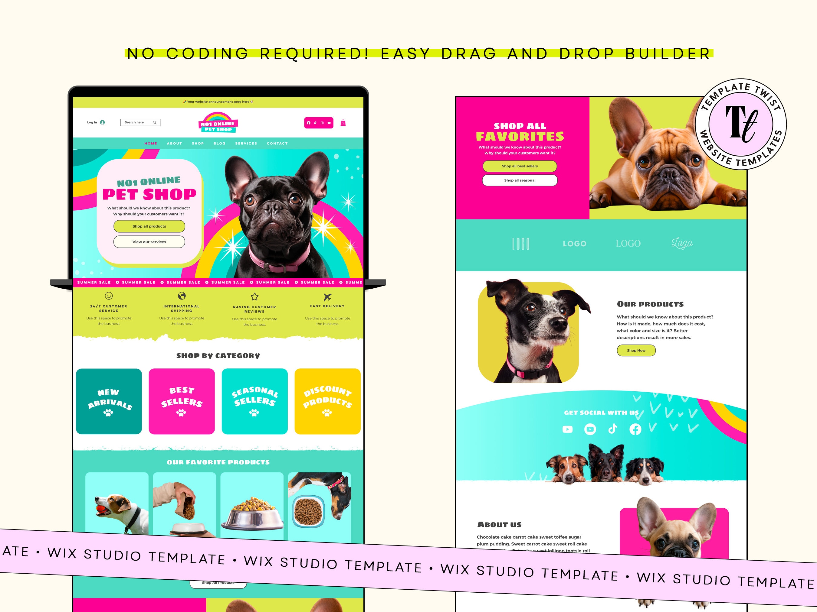 Pet Shop Website, Wix Website Template, Pet Grooming Website, Dog ...