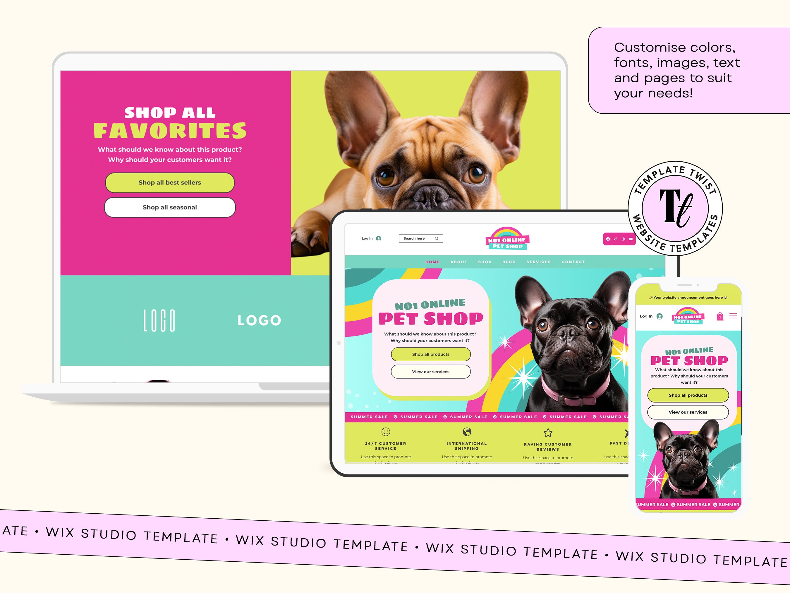 Pet Shop Website Bundle, Wix Website Template, Pet Grooming Website ...