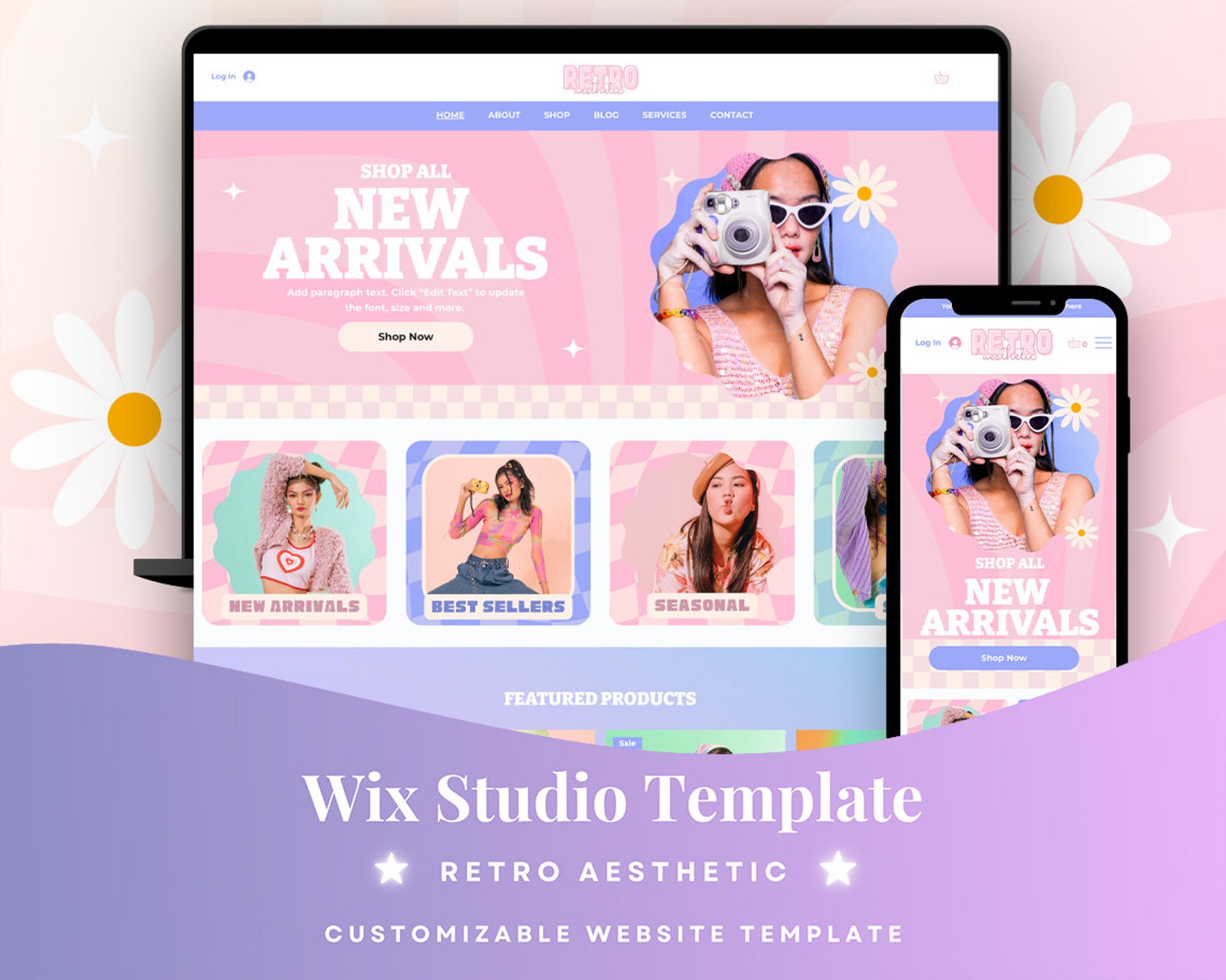 Wix Website Template, Retro Wix Template, Wix Studio, Bright Wix ...