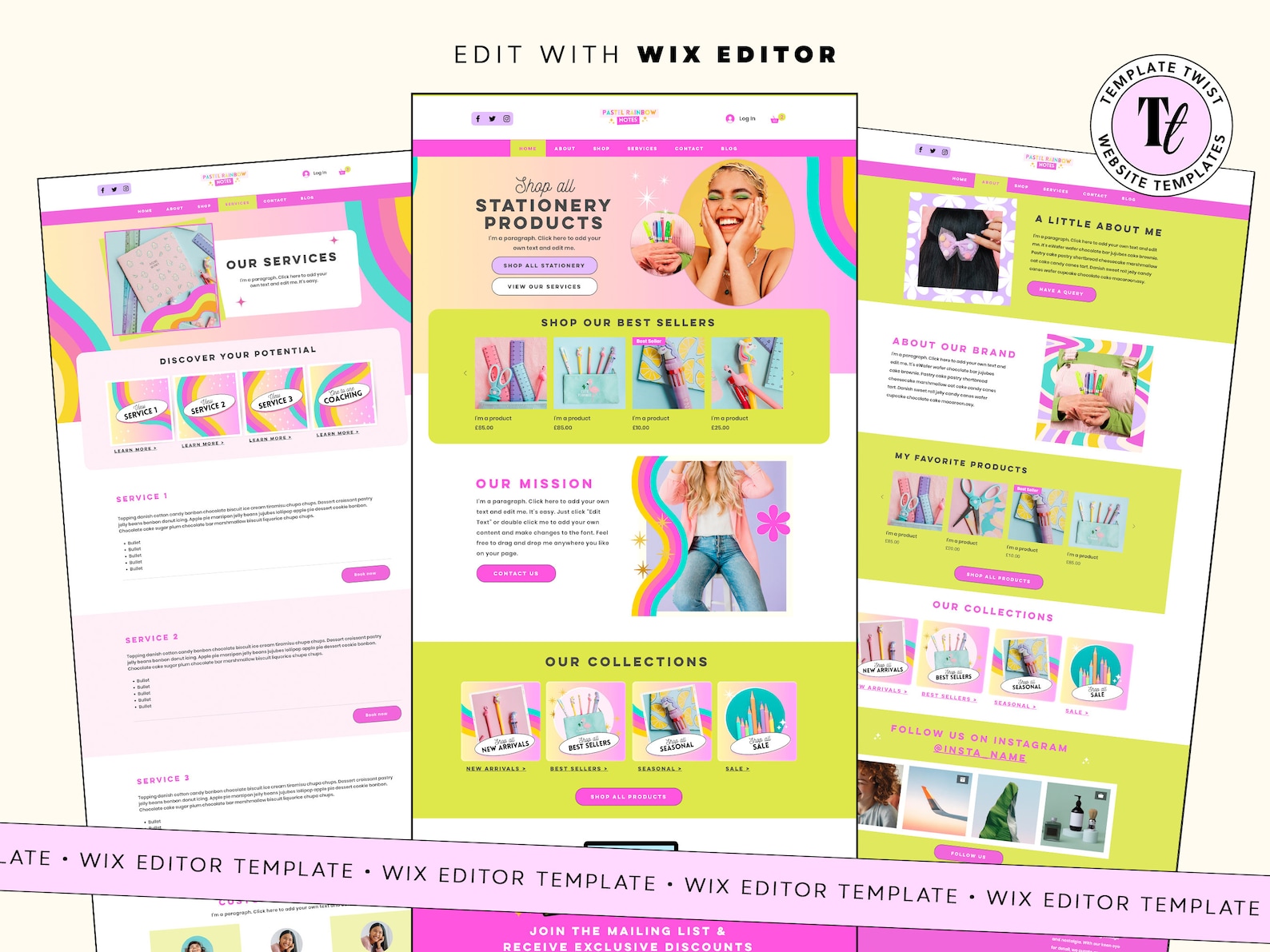 Bright Rainbow Wix Website Template: Bold Design - Etsy