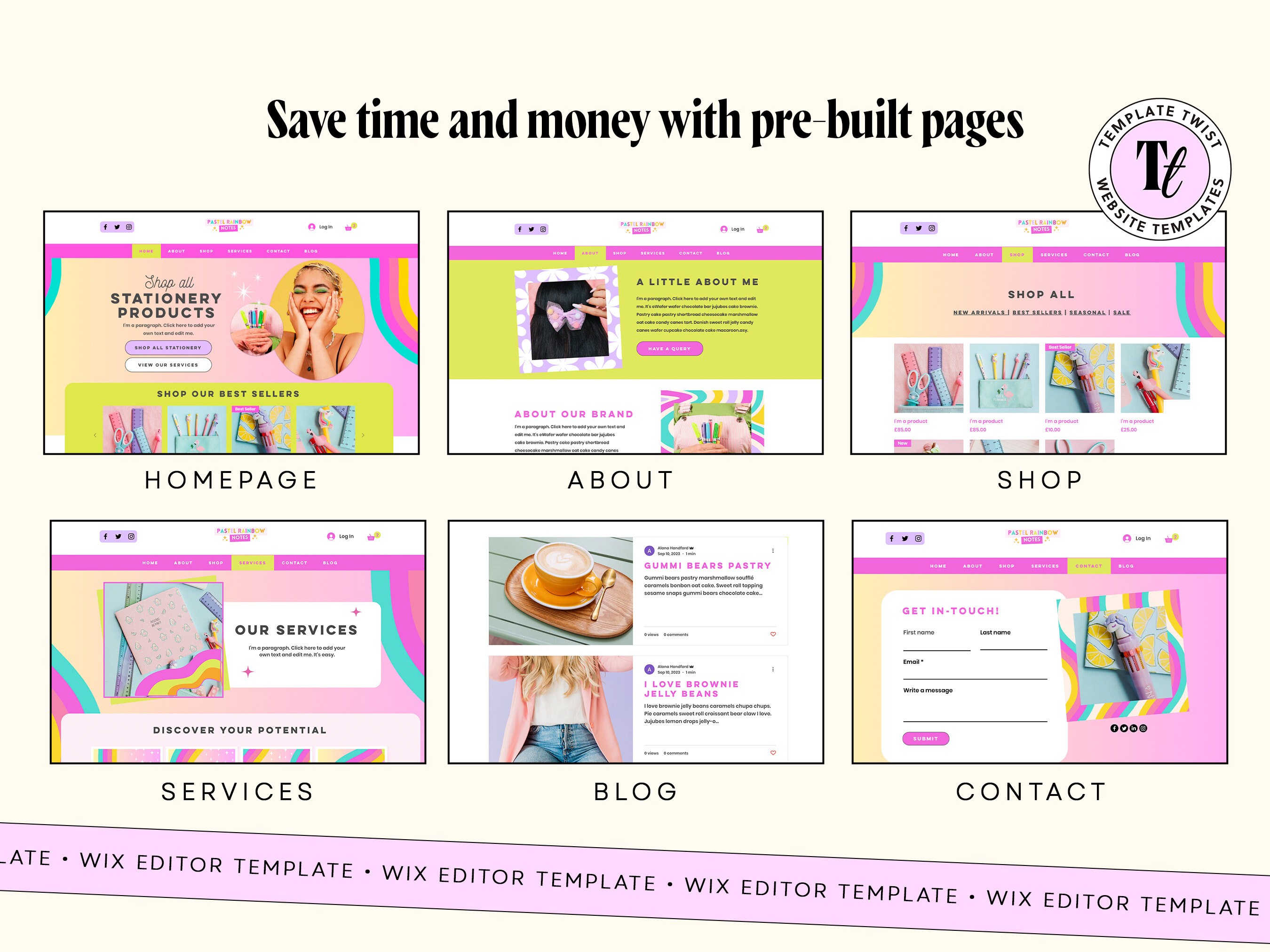 Bright Rainbow Website, Website Template, Bold Website, Pastel Design ...