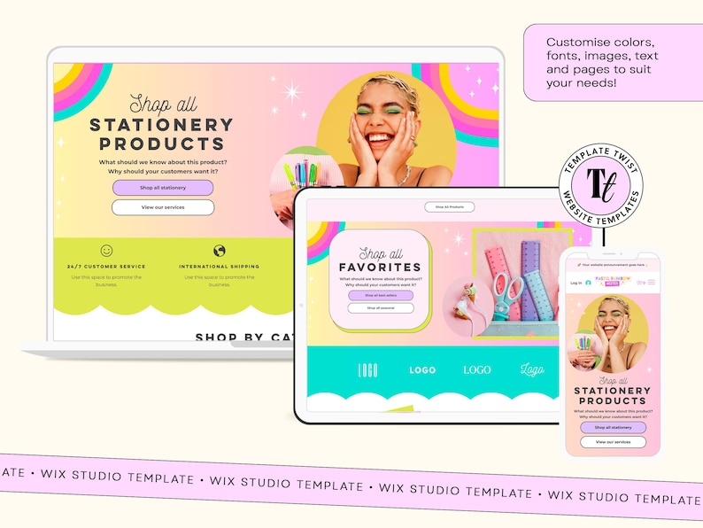 Vibrant Wix Studio Template: Colorful Retro Website - Etsy