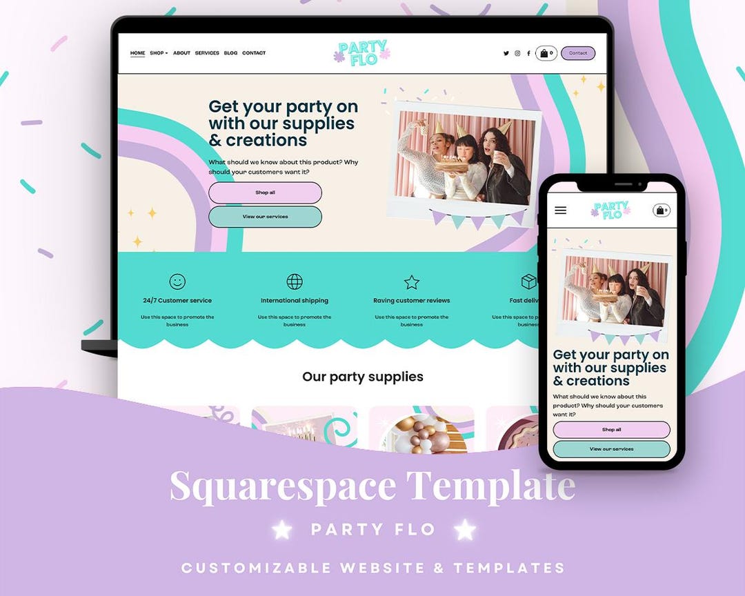 Balloon Website, Website Template, Squarespace Template, Balloon Artist ...