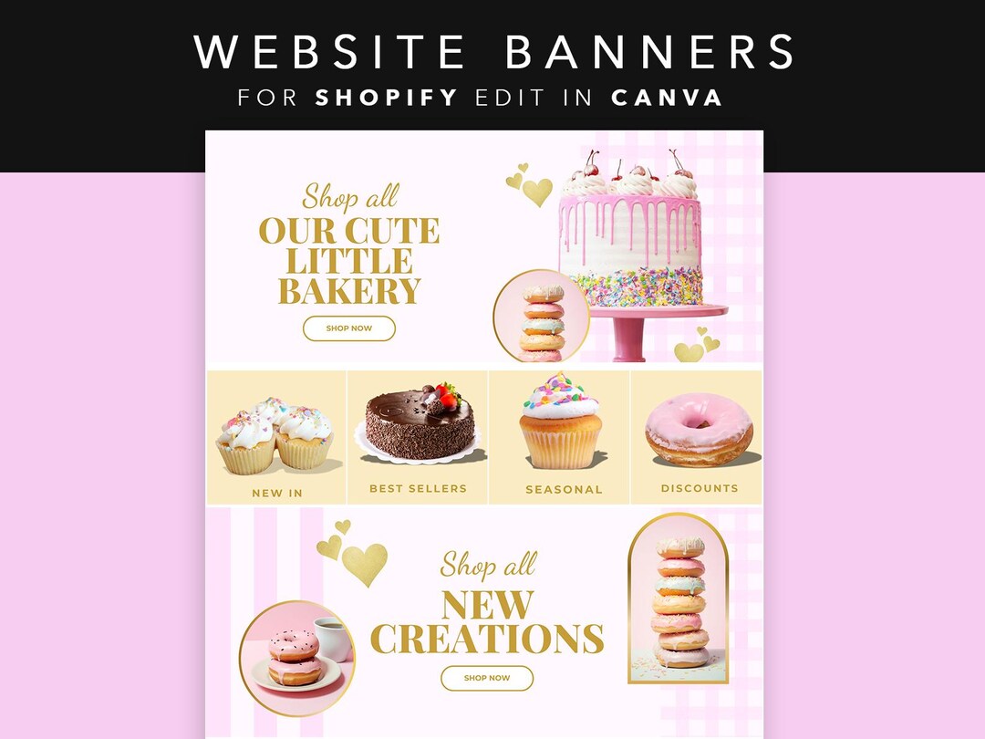 Shopify Website Banner Templates - Cake Banners, Pink Website Banners ...