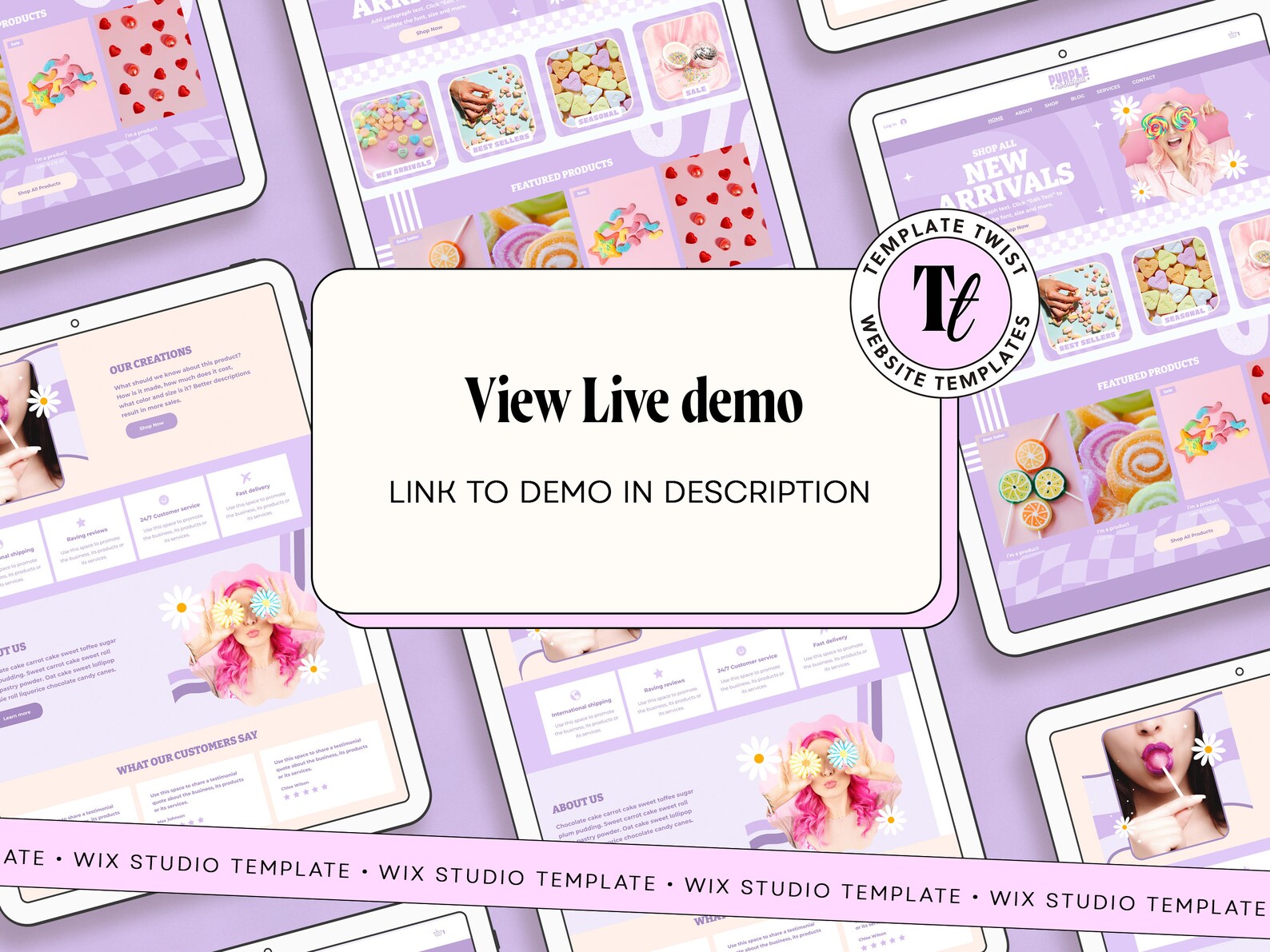 Purple Retro Wix Studio Template: Bright Ecommerce Website - Etsy