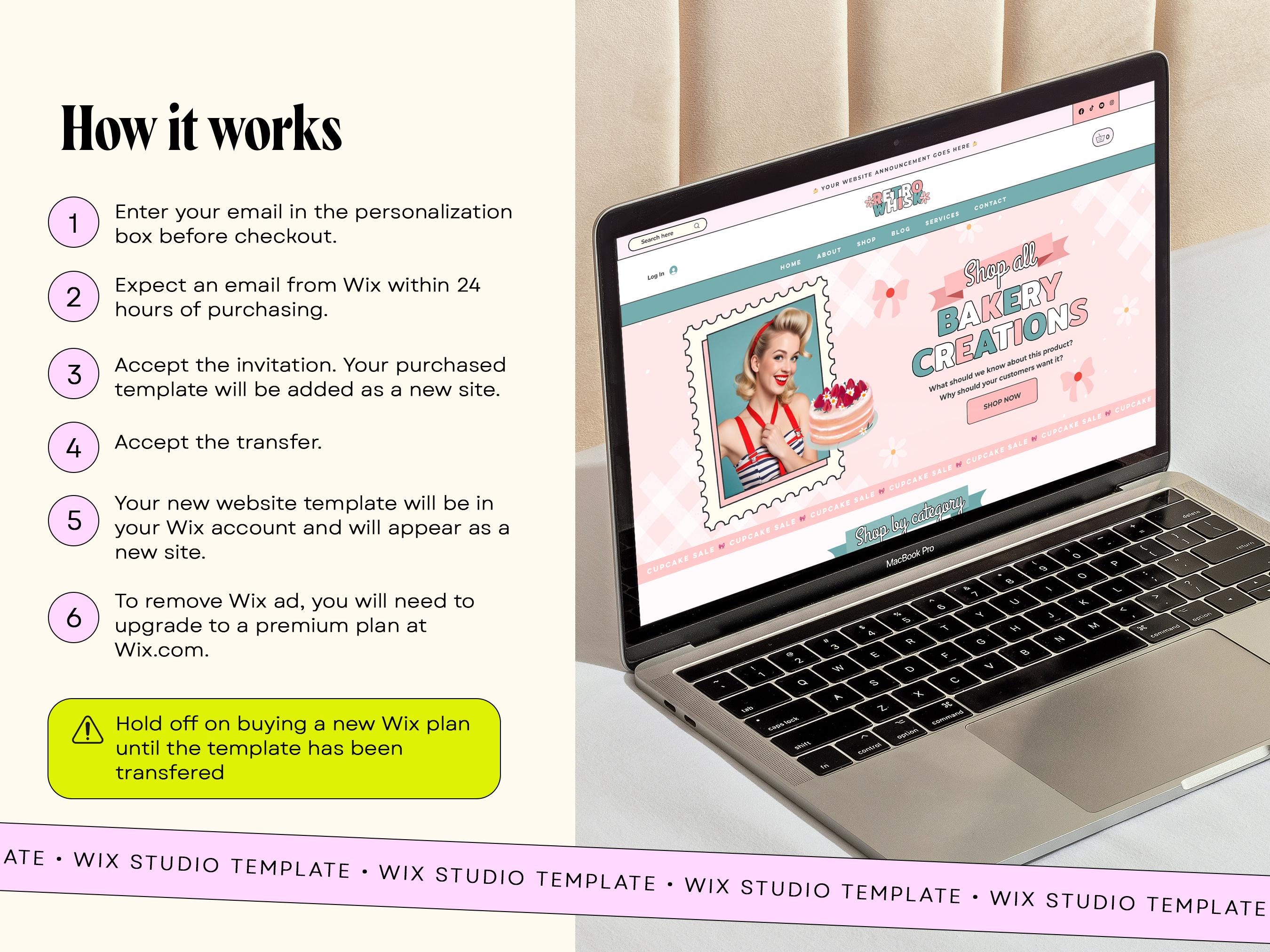 Retro Pink Bakery Wix Studio Template: Cake Shop Website - Etsy
