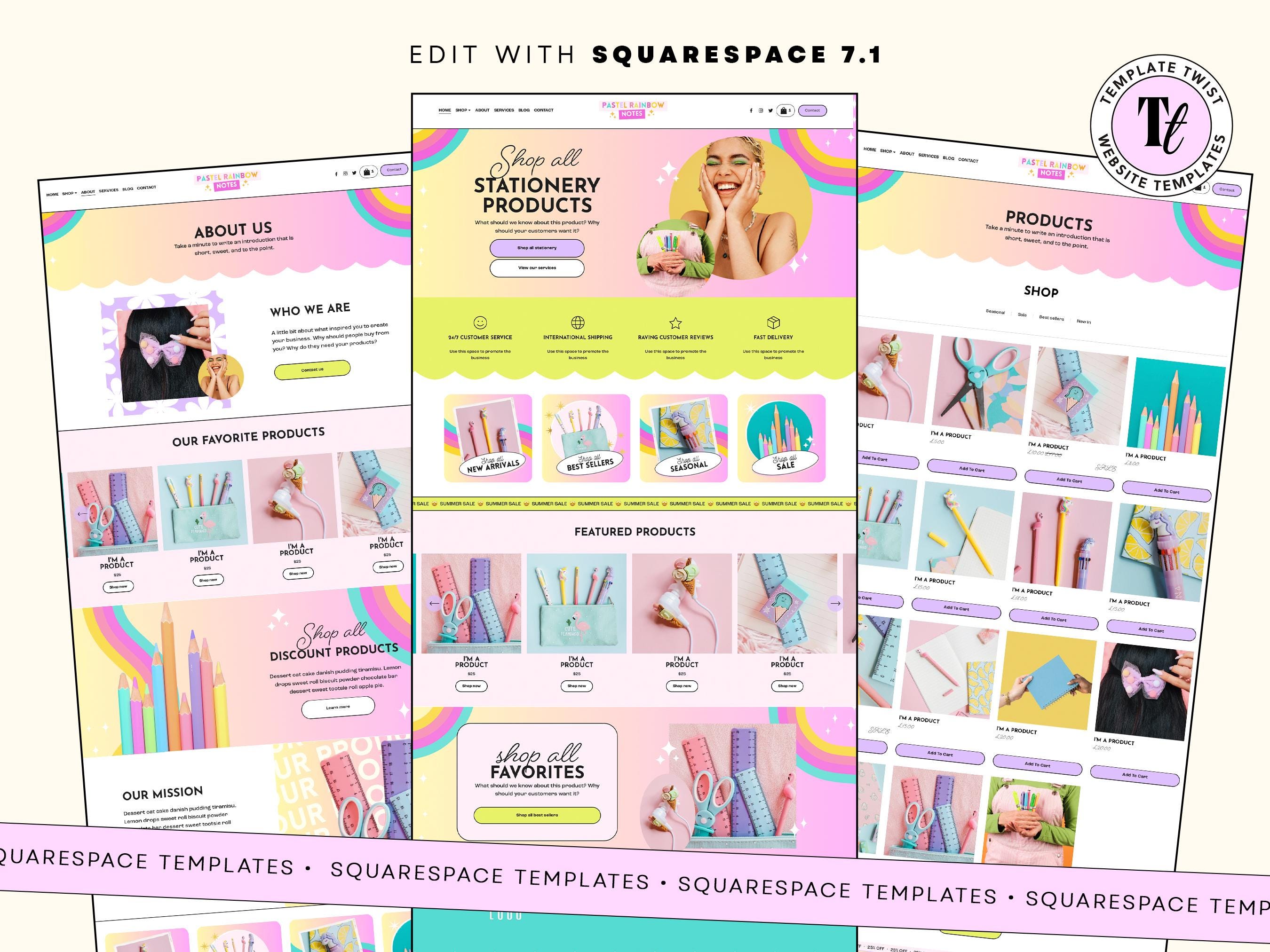 Colorful Website, Squarespace Template, Bold Website Template, Template ...