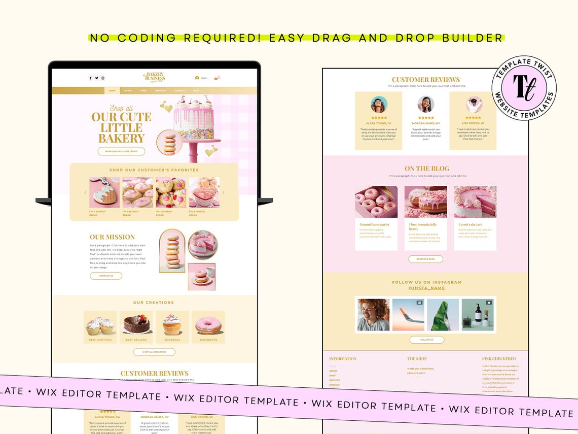 Food Wix Theme, Wix Food Blogger, Wix Ice Cream, Bakery Website, Bakery ...