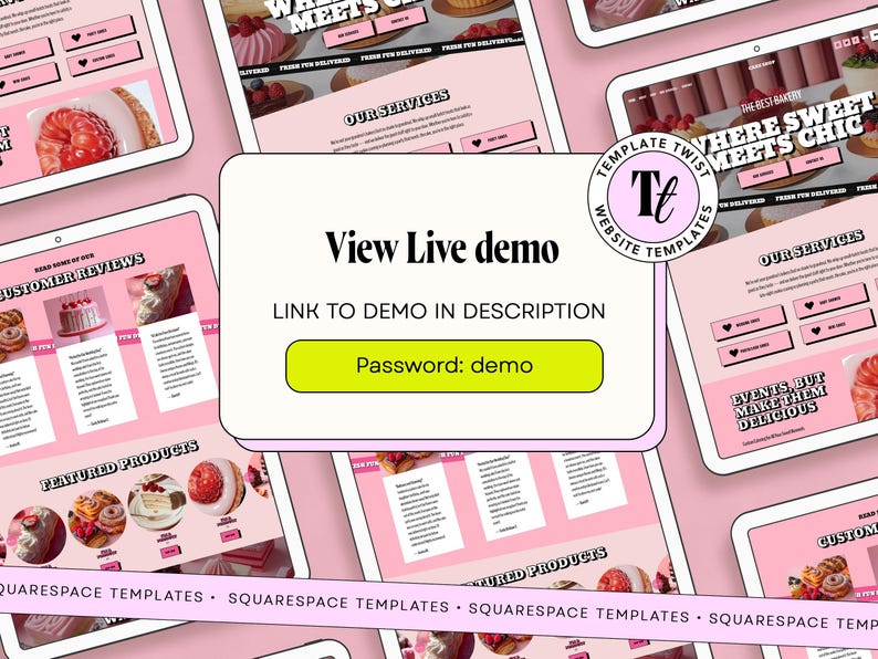 Bakery Squarespace Template: Pink Cake Design - Etsy