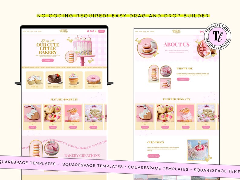 Pastel Bakery Website, Ice Cream Website, Food Website, Squarespace ...