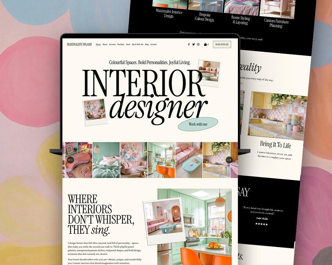 Interior Design Website Template Feminine Squarespace Template for ...