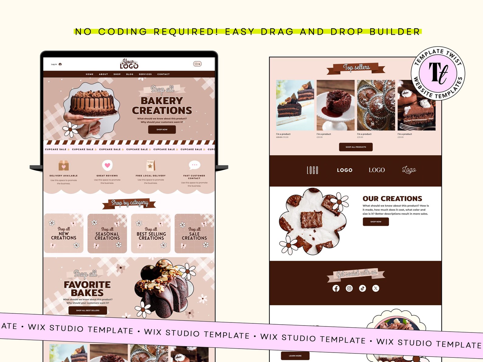 Bakery Website, Website Template, Wix Studio, Baking Website, Wix ...