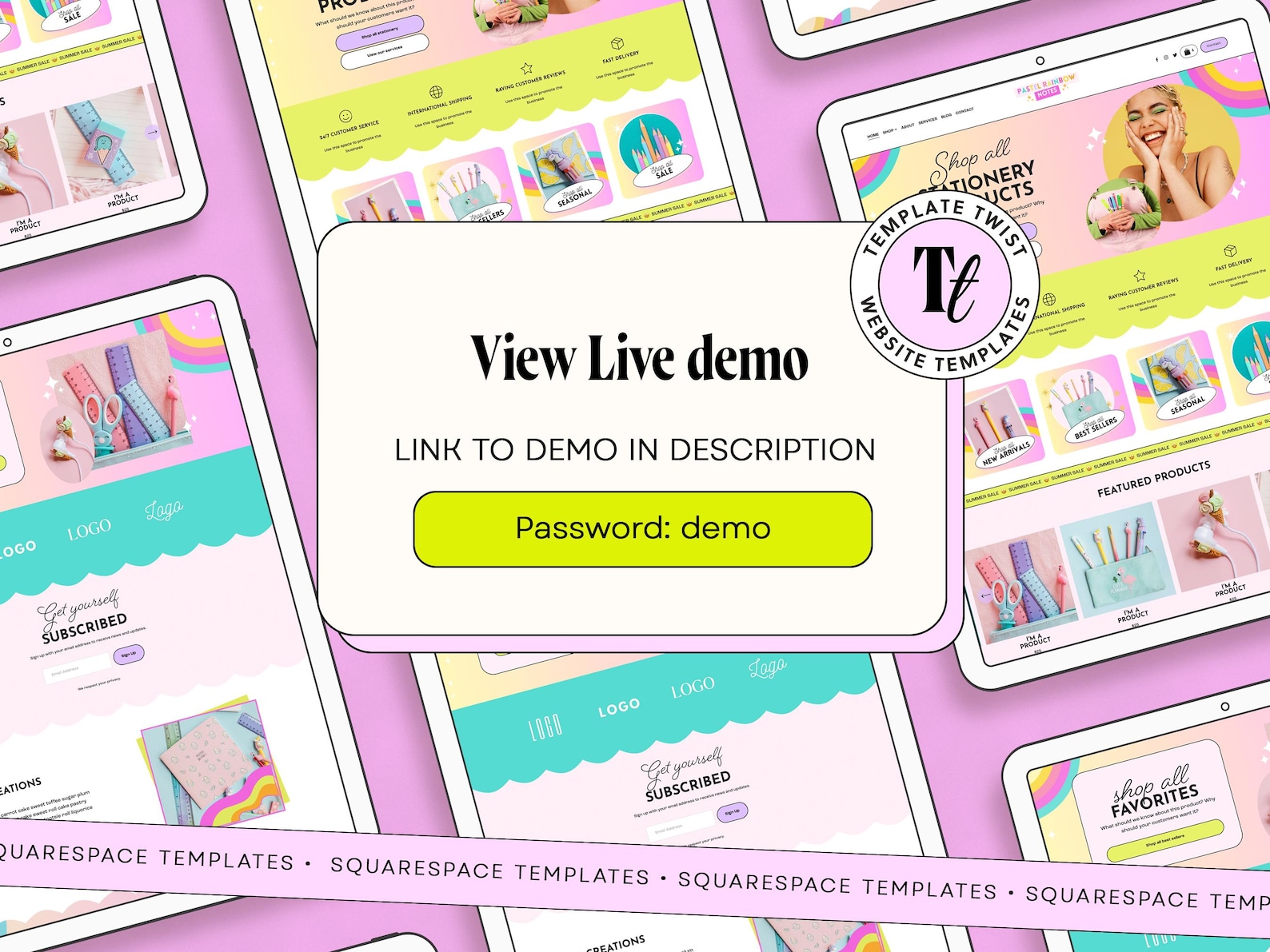 Colorful Website, Squarespace Template, Bold Website Template, Template ...