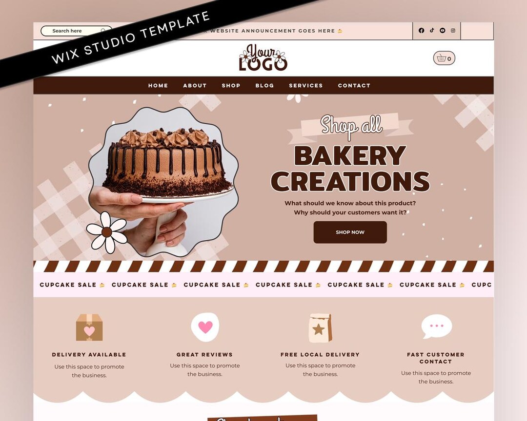 Bakery Website, Website Template, Wix Studio, Baking Website, Wix ...
