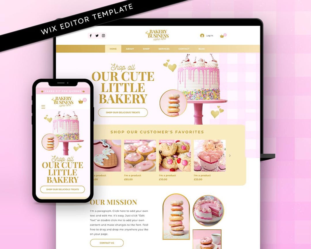 Food Wix Theme, Wix Food Blogger, Wix Ice Cream, Bakery Website, Bakery ...