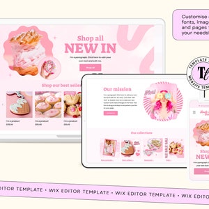 Pink Cake Website, Website Templates, Girl Web Design, Wix Template ...