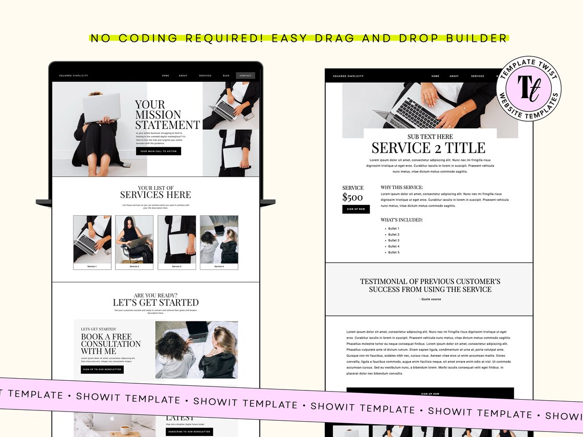 Showit Template, Showit, Website Template, Simple Website, Coach ...