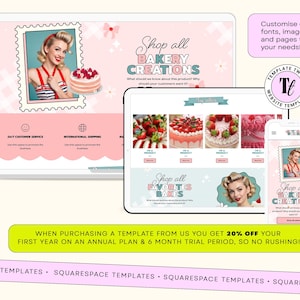 Retro Pink Squarespace, Template for Bakeries, Baking Website, Baker ...