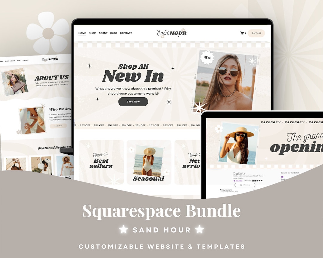 Neutral Squarespace Website Template: DIY Branding Bundle - Etsy