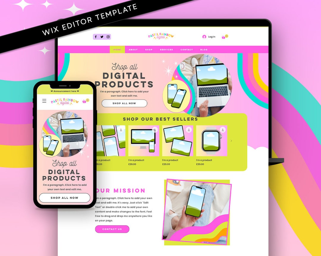 Wix Website Template for Digital Products, Editable Wix Theme ...