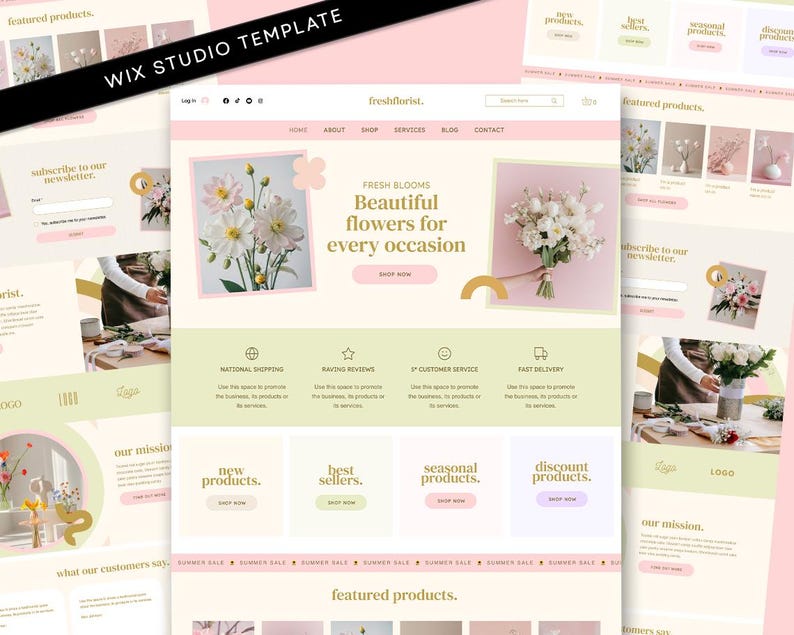 Florist Website Template: Wix Studio, Flower Shop Design - Etsy